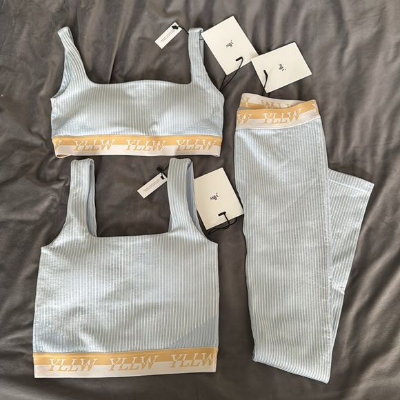 Yellow The Label | Tops | Yellow The Label New Set Blue Ribbed Sports ...